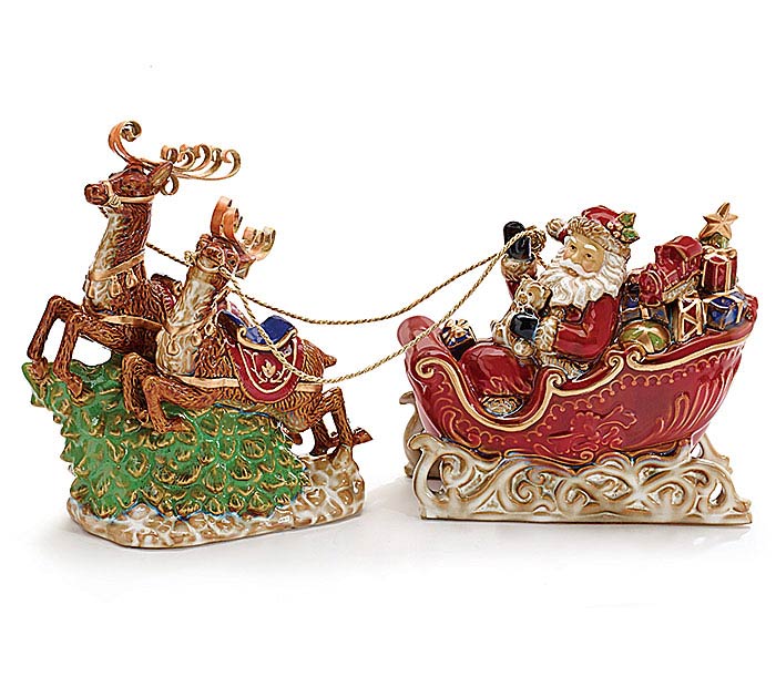 2 PIECE PORCELAIN SANTA IN SLEIGH SET — The Bronze Butterfly